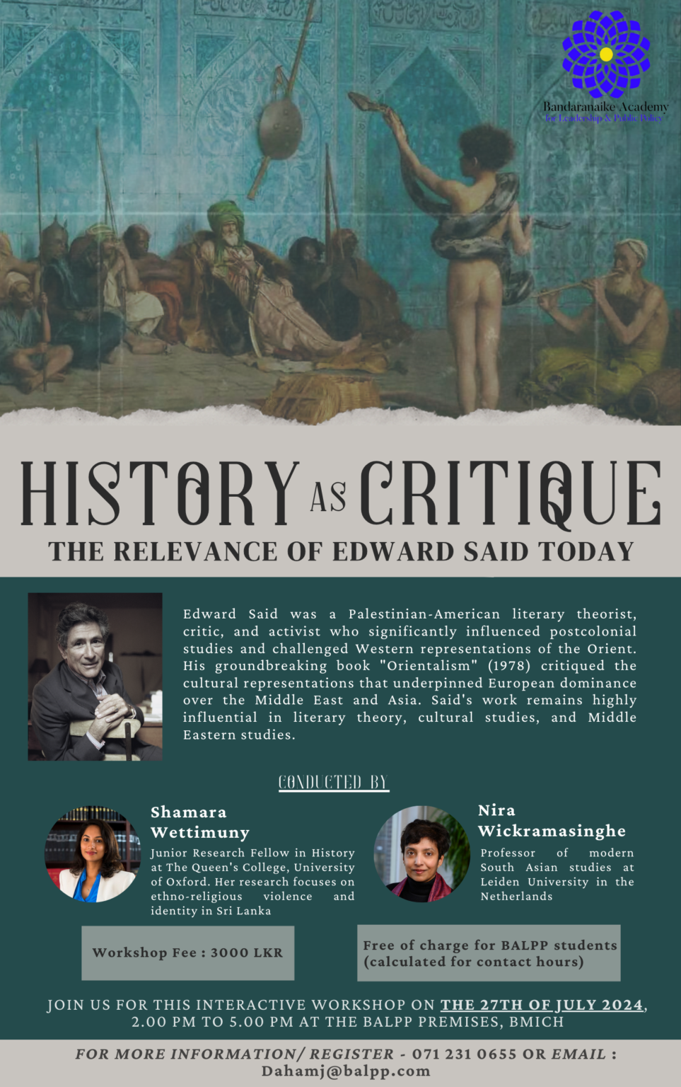 History as Critique – The Legacy of Edward Said Today - BALPP